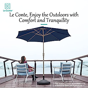 LE CONTE 10 ft Patio Umbrella Outdoor Market Umbrellas Table Umbrellas | 3 Years Non-fading material & Push Button Tilt & 8 Ribs | Best for Deck, Balcony, Garden, Lawn & Pool (Denim blue)