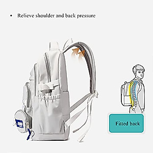 LANSHIYA Cute Aesthetic Backpack for Girls Middle School Students Bookbag Teens Solid Color Lightweight Travel Daypack Casual Schoolbag with Coin Pouch,Purple