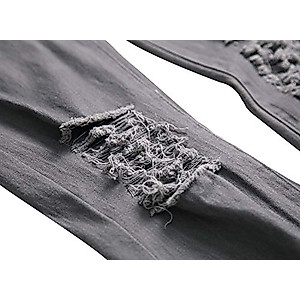 Men's Causal Slim Fit Stretch Ripped Skinny Denim Jeans,Dark Grey,34