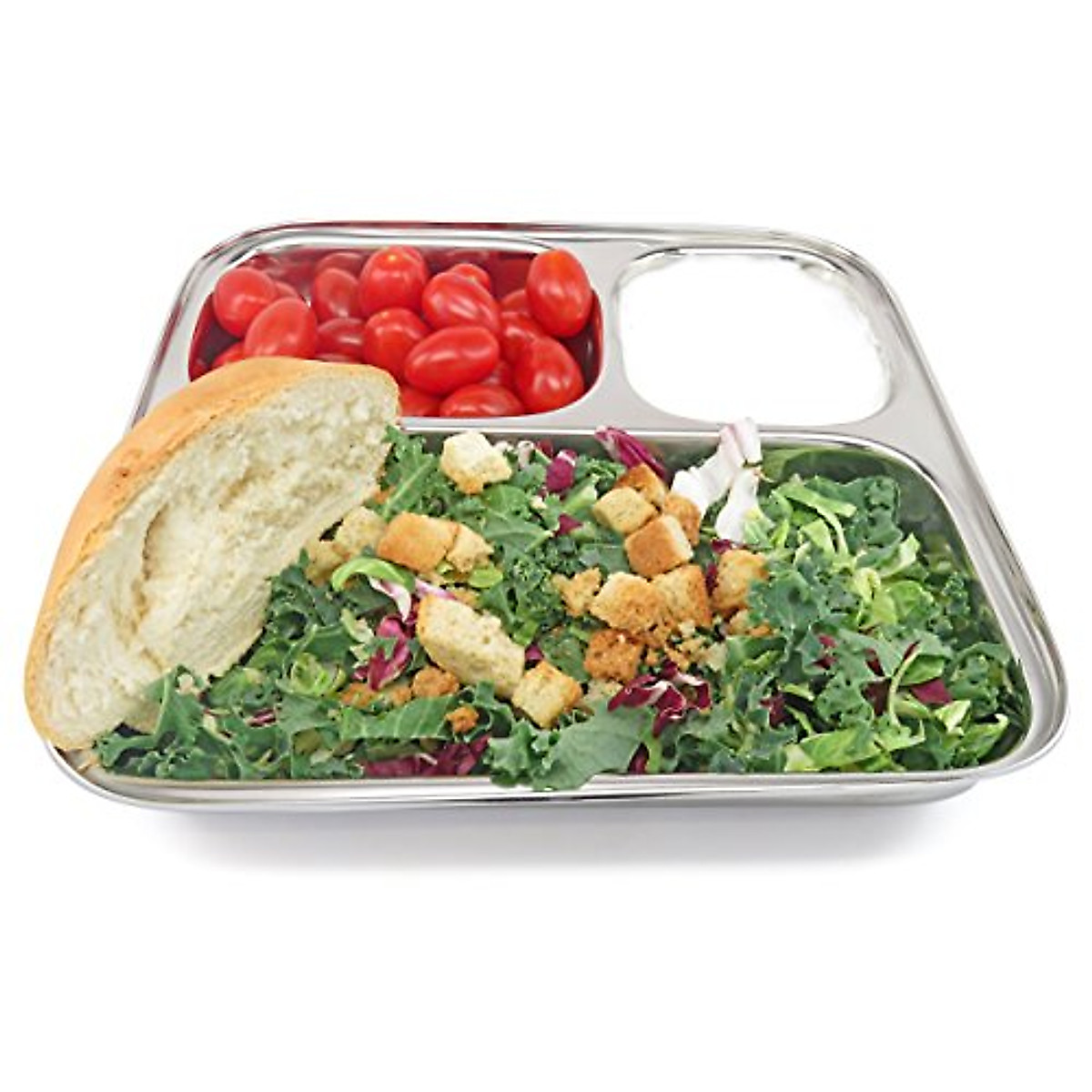 Lifestyle Block Stainless Steel Eco Friendly Compartment Stainless Steel Food Tray Large Divided Camping Plate