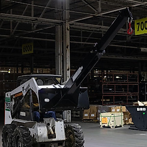 Titan Attachments Adjustable Skid Steer Industrial Crane Jib Attachment with 3 Ton Hook, Manual Telescopes 72" - 120", 5000 LB Lift Capacity at 6 FT, Single 3 Ton Swivel Eye Hook