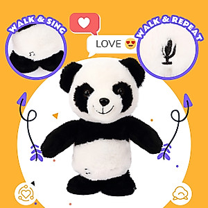 Easfan Talking Panda Repeats What You Say Electric Walking Singing Stuffed Animal Interactive Funny Plush Toy Musical Speaking Animated Toy Birthday for Kids Boys Girls, 8"
