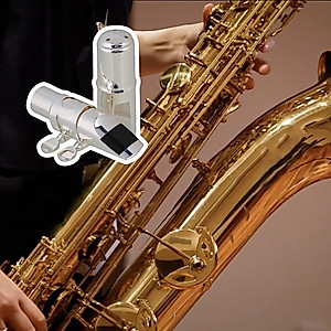 Yibuy Silver Brass #6 Nickel-plated E-flat Alto Saxophone Mouthpiece with Cap Ligature