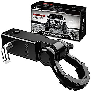 Nilight Shackle Hitch Receiver 2Inch 45000 LBs Breaking Strength 3/4" D Ring Shackle w/Trailer Hitch Pin Heavy Duty Solid Recovery Towing Kit for Trucks Jeeps Off-Road,2 Years Warranty