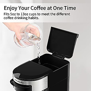 VIMUKUN Single Serve Coffee Maker, Compatible with K-Cup Pod & Ground Coffee, Coffee Brewer with One Button Operation and Auto Shut-off, 5-13 oz. Mini Size