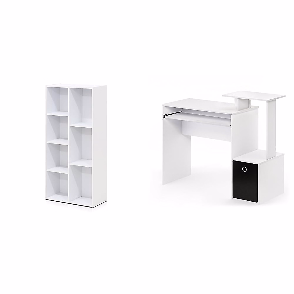 Furinno Bookcase, Computer Desk and Storage Bundle (White/Black)