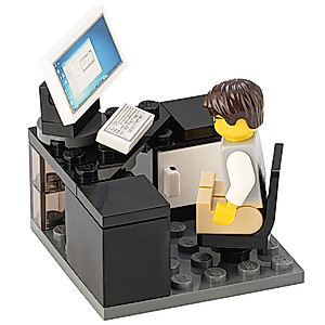 Custom Toys & Hobbies INC Building Bricks Businessman Lawyer Office Setup- Premium Quality Desk Keyboard Computer & Minifigure Holiday Birthday Gift for Kids