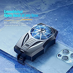 TKYI Phone Cooling Fan, Universal Portable Mobile Phone Radiator 7-Blade Fan Silent for Fast Cooling for 62-92mm Width Mobile Phone