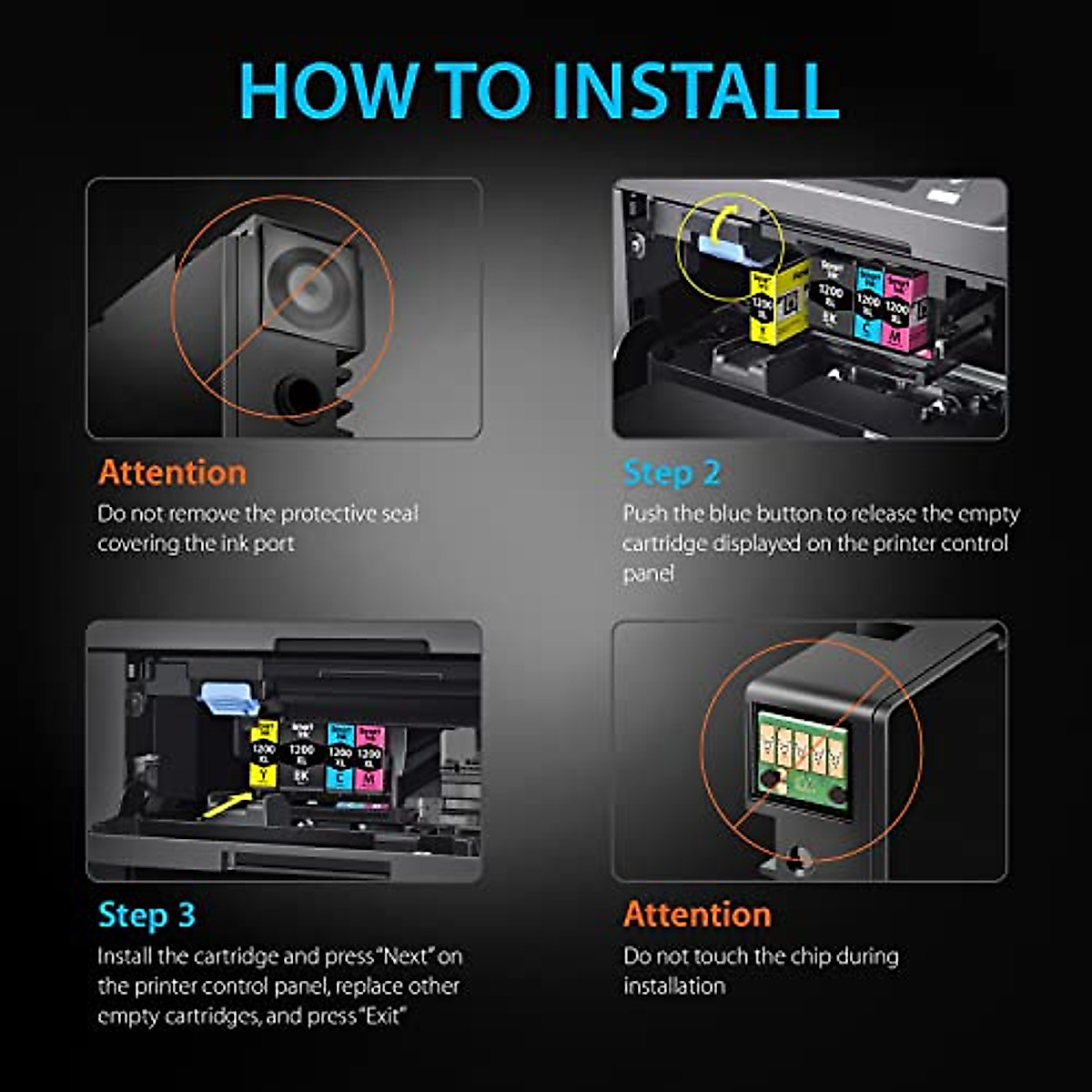 Smart Ink Compatible Ink Cartridge Replacement for Canon 1200 XL PGI 1200XL to use with MB2720 MB2020 MB2320 MB2120 Printers (2BK & C/M/Y 5 Pack Combo)