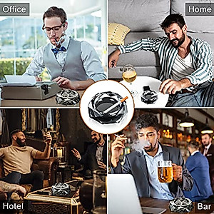 Bicico Crystal Glass Ashtray, Cigar Ashtray, Cool Ashtrays for Cigarettes Indoor, Ash Tray Holder Home Office Desktop Tabletop Hotel Indoor Outdoor Decoration, Black