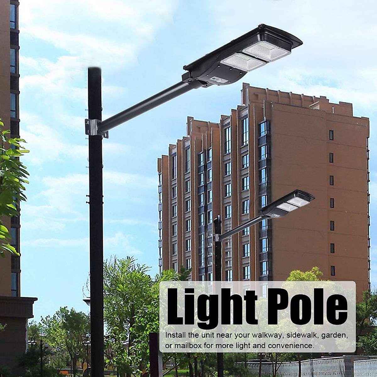 Cyrank Light mounting Bracket, Street Light Pole Mount Solar Lighting Mounting Bracket Black Extension Pole Kit 50cm Wall Light Pole Lamp Holder