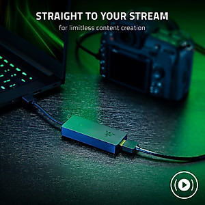 Razer Ripsaw X USB Capture Card w/Camera Connection: 4K 30FPS - OBS & Streamlabs Compatible - for Streaming, Gaming, Video Conference, Zoom, Teams - HDMI 2.0 & USB 3.0 - Compact Design - Plug & Play