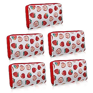 Cabilock Leather Wallet 5pcs wallet strawberry purse girl gifts kawaii plant accessories girls gifts fruit Ornament Miss leather Purses