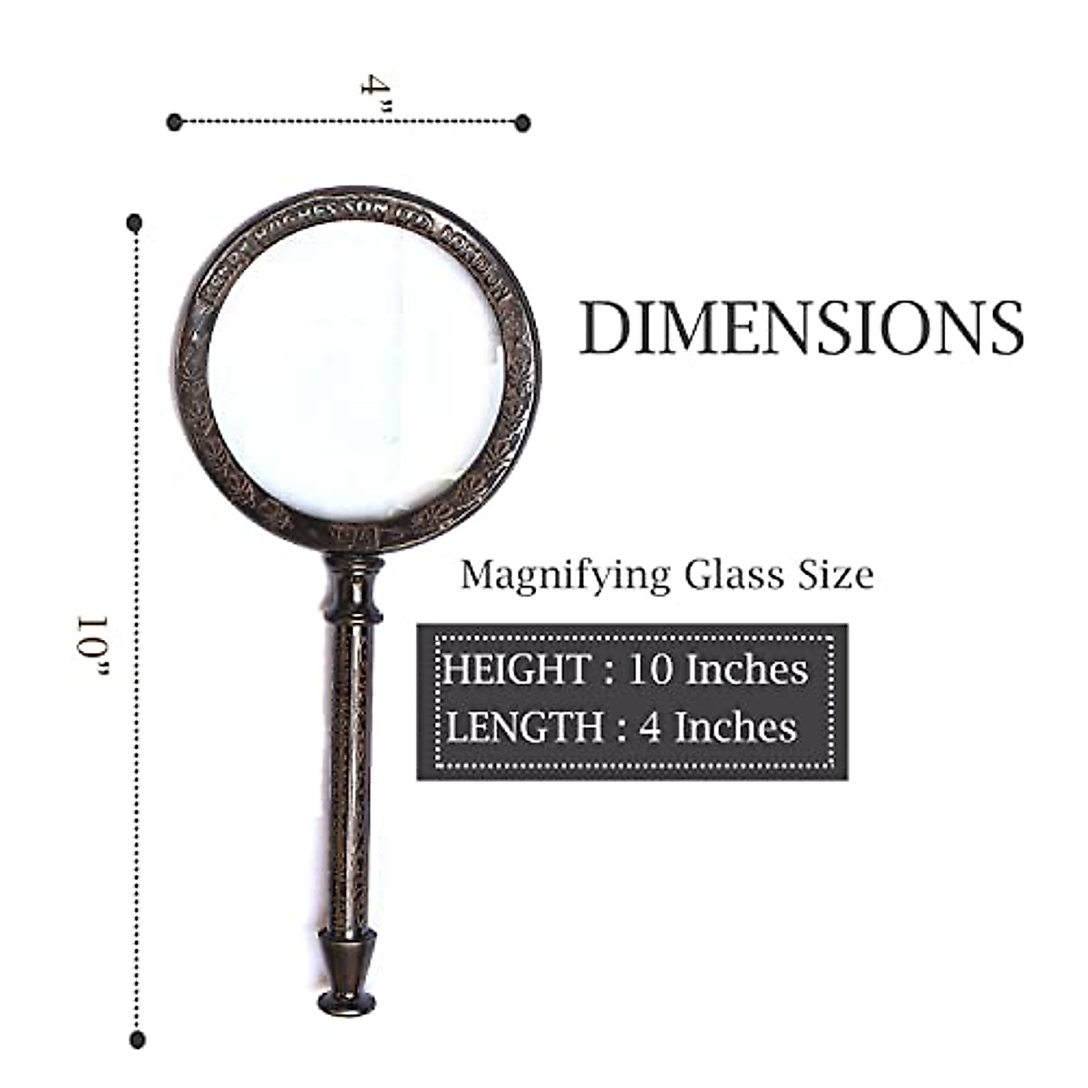 Vintage Antique Henry London Leather Case Brass Marine Handheld Magnifying Glass Astrologers Nautical Instrument - Xmas Gallery Gifts (Brown)