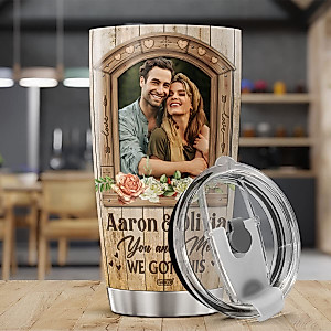 CUBICER Personalized Coffee Tumbler To My Wife Custom Name Photo Wedding Gifts For Couples Women Adults Travel Mug With Lid Oz Insulated Mugs Wine Tumblers Inspirational Quotes
