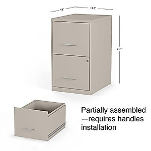MyOfficeInnovations 2806662 2-Drawer Vertical Locking File Cabinet Letter-Size Putty/Beige 18D