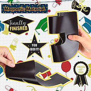 Graduation Car Magnets 12 Pcs 2023 Congrats Grad Garage Door Magnets Decoration Black and Gold 2023 Graduation Car Blackboard Magnets for Graduation Party Decoration Supplies