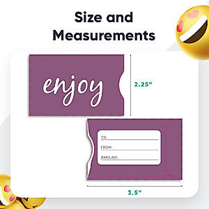 Swipe It Gift Card Holder Sleeves Paper 100 Pack Bulk for Thank You, Birthday, Fathers Day, Housewarming, Wedding, Anniversary, Baby Shower, Spa, Enjoy, Purple