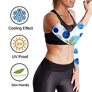 Women UV Sun Protection Arm Sleeves 1 Pair, Sun-protective Cooling Sleeves Snowflake Watercolor Doodle, Arm Cover Shield for Men Cycling Golf Hiking Running Outdoor Sports 2XL