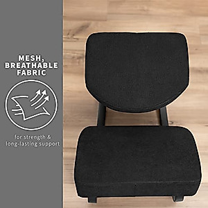DRAGONN by VIVO Wooden Rocking Kneeling Chair, Ergonomic Rocker Stool for Home and Office, Angled Posture Seat, Black Frame, Black Cushions, DN-CH-K04RB
