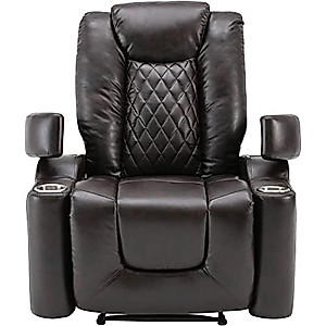 Merax Power Electric Recliner Chair with USB Charge Port and Cup Holder - Home Theater Seating Recliner Sofa Overstuffed Electric PU Recliner Chair Bedroom & Living Room Chair