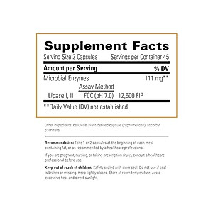 Integrative Therapeutics Lipase Concentrate-HP-Gut Enzyme Supplement for Men and Women to Support The Digestion of Fats* - 90 Vegan Capsules