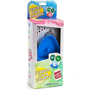 Brybelly Triangle Card Holders for Playing Cards,- Plastic Table Game Accessories and Pieces, Adults, Seniors, Family Fun Night, Poker, Canasta, Parties, and Classroom Activities, 4 Count (Pack of 2)