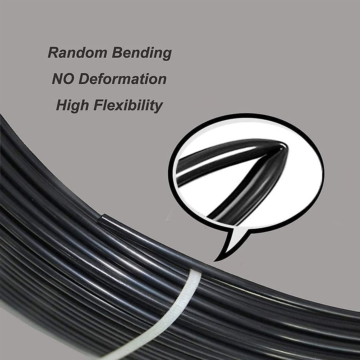 Pneumatic Air Line 1/4'' Od, 32.8FT Nylon Tubing Black Air Hose Line for Air Brake System,Air or Fluid Transfer (1/4'' OD)