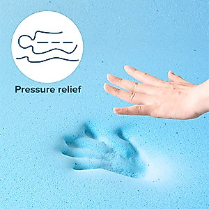 ZINUS 3 Inch Green Tea Cooling Gel Memory Foam Mattress Topper, Cooling Gel Foam, CertiPUR-US Certified, Queen, Blue