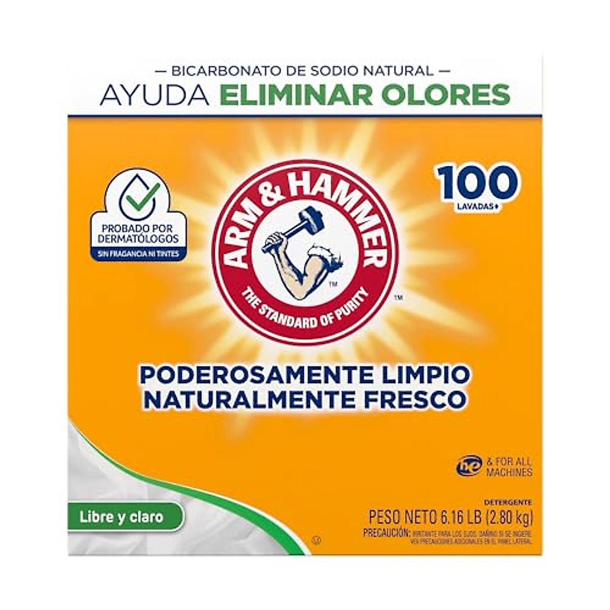 Arm & Hammer Laundry Detergent, Free of Perfume & Dyes, Powder, 100 Loads, 6.16 lb