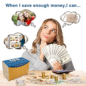 Piggy Bank for Adults,100 Envelopes Challenge Kit,QiuBigUncle Saving Money Organizer for Saving,Great Money Envelopes for Cash Gifts for Women Men Teen Boys Girls Students