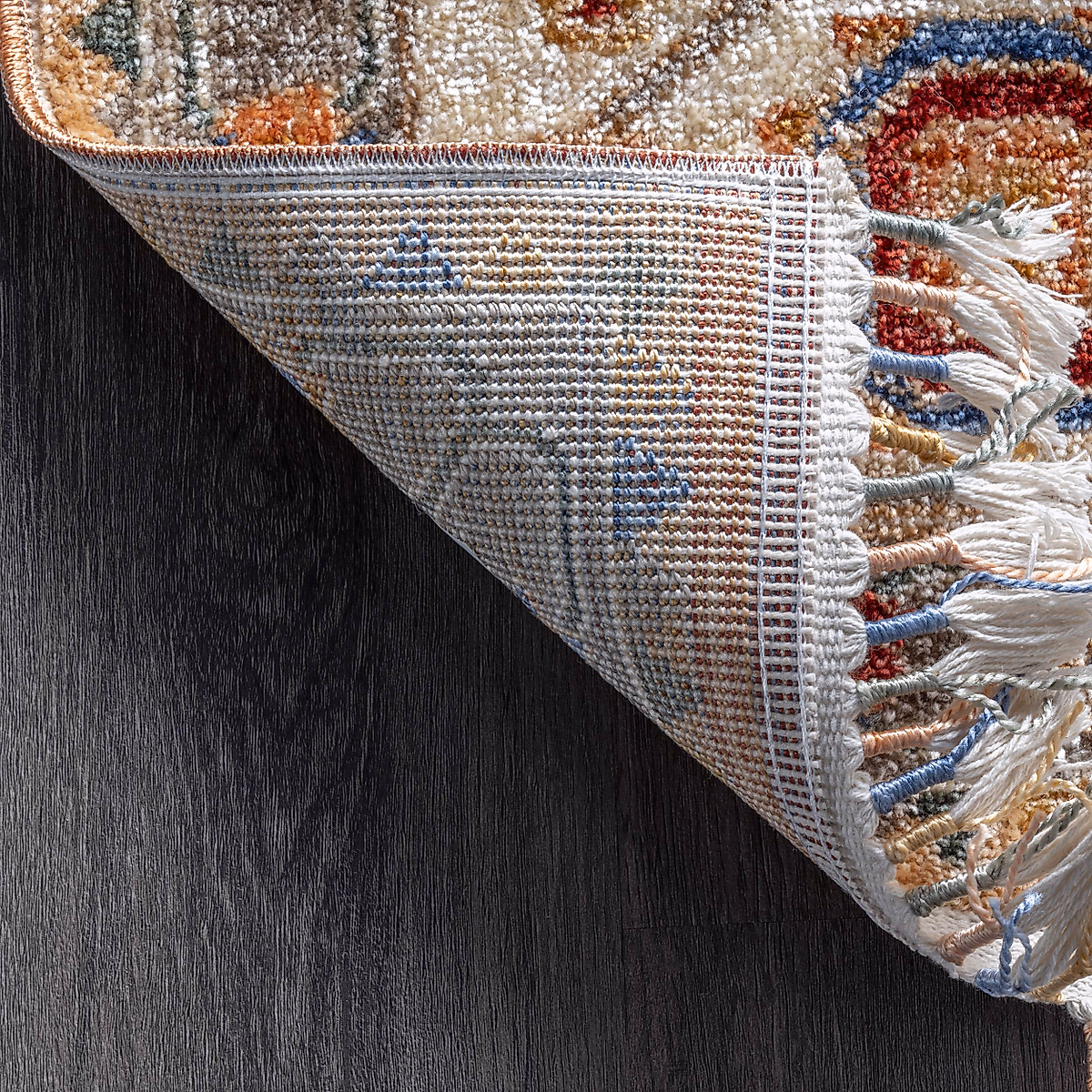 nuLOOM Halley Floral Medallion Runner Rug , 2' x 6', Ivory, Rectangular, 0.25" Thick