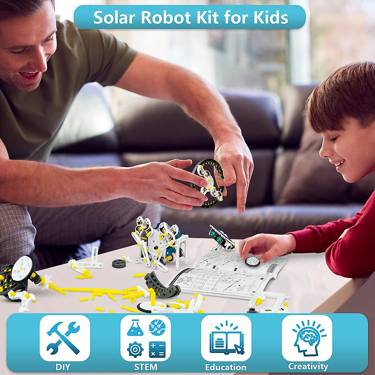 Dioju 13-in-1 Solar Robot Toys for Ages 8 9 10 11 12 Year Old Boys Girls, STEM Science Kits for Kids Age 8-12, Building Experiments Robotics Kit STEM Projects for Kid Christmas Birthday Gifts (White)