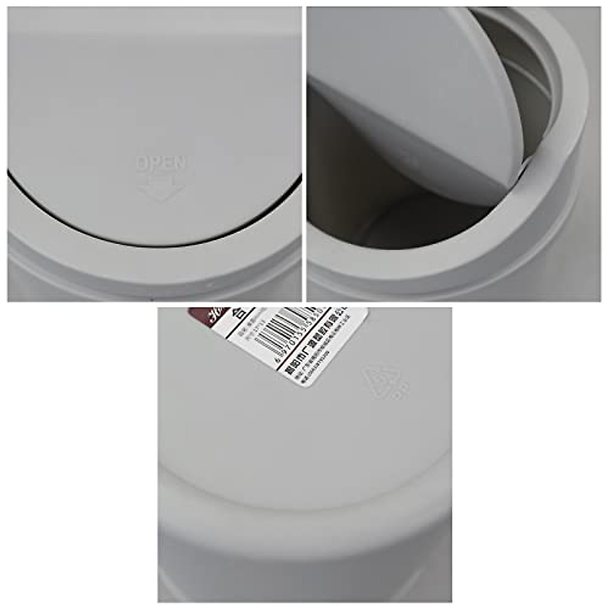 Dehouse 0.5 Gallon Tiny Swing Top Trash Can, Mini Desktop Garbage Bin, Gray