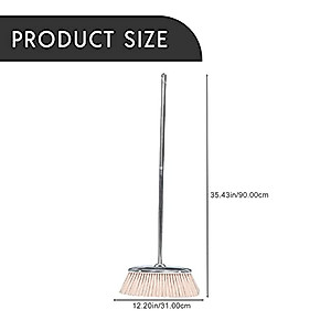YARNOW Long Handled Broom, 35 Heavy- Duty Metal Stainless Steel Angle Broom, Outdoor/Indoor Broom for Garages, Courtyard, Sidewalks, Decks, Perfect for Home Kitchen Room Office Floor