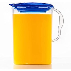 LocknLock Aqua Fridge Door Water Jug with Handle BPA Free Plastic Pitcher with Flip Top Lid Perfect for Making Teas and Juices, 3 Quarts, Blue