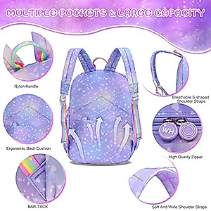 School Backpacks for Teen Girls Laptop Backpack with Lunch Bag，Cute waterproof Travel Bookbags Purple