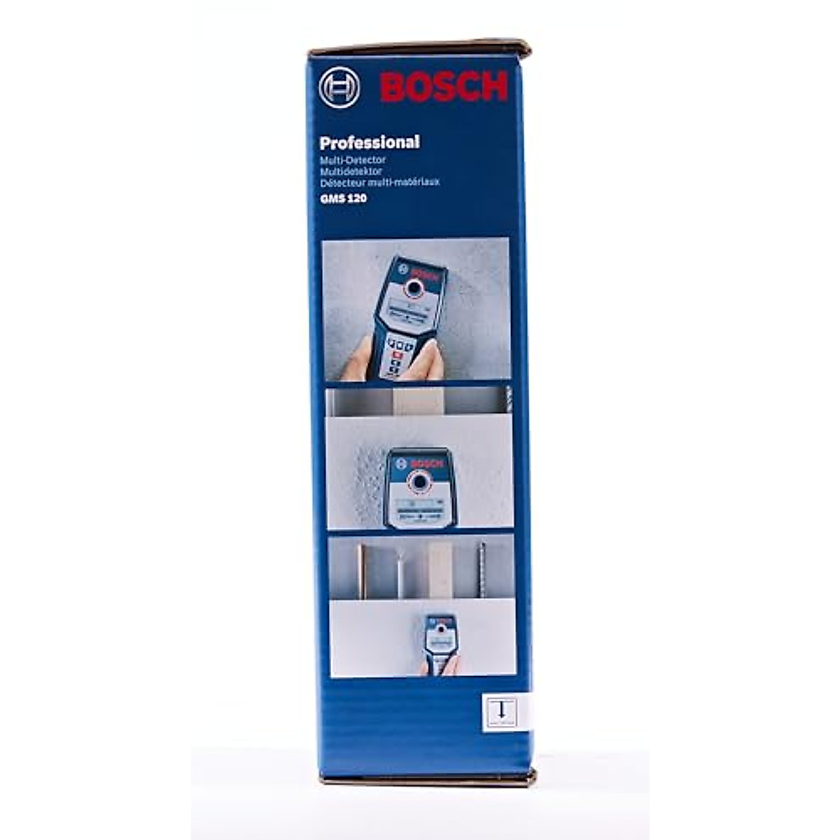 Bosch Professional Stud Finder GMS 120 (Drill Hole Marker, max. Detection Depth Wood/Magnetic Metal/Non-Magnetic Metal/Live Cable: 38/120/80/50 mm, in Cardboard Box) - Amazon Exclusive Set