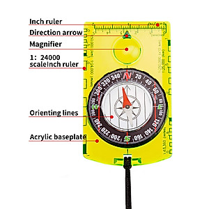 Gejoy 6 Pieces Navigation Backpacking Compass Orienteering Hiking Compass Map Reading Compass for Scout Kids Outdoor Camping (Style 1)