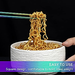 FOFAYU Metal Chopsticks Reusable 5 Pairs Multicolor Stainless Steel Chopsticks Dishwasher Safe Square Lightweight Non-Slip Chop Sticks Gift Set