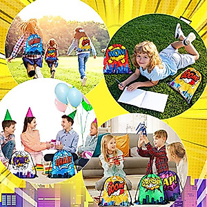 18 Pcs Hero Party Favors Bags Comic Heroes Drawstring Bag Backpacks Goodie Candy Gift Bags for Kids Girls Boys Birthday Party Supplies Decorations, 9.8 x 11.8 Inch