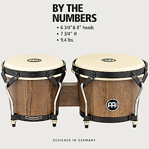 Meinl Percussion HTB100WB-M Headliner Traditional Designer Series Wood Bongos, Walnut Brown