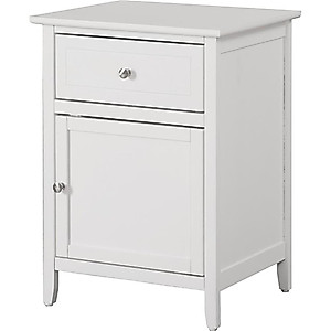 Glory Furniture Izzy 1 Drawer 1 Door Nightstand in White