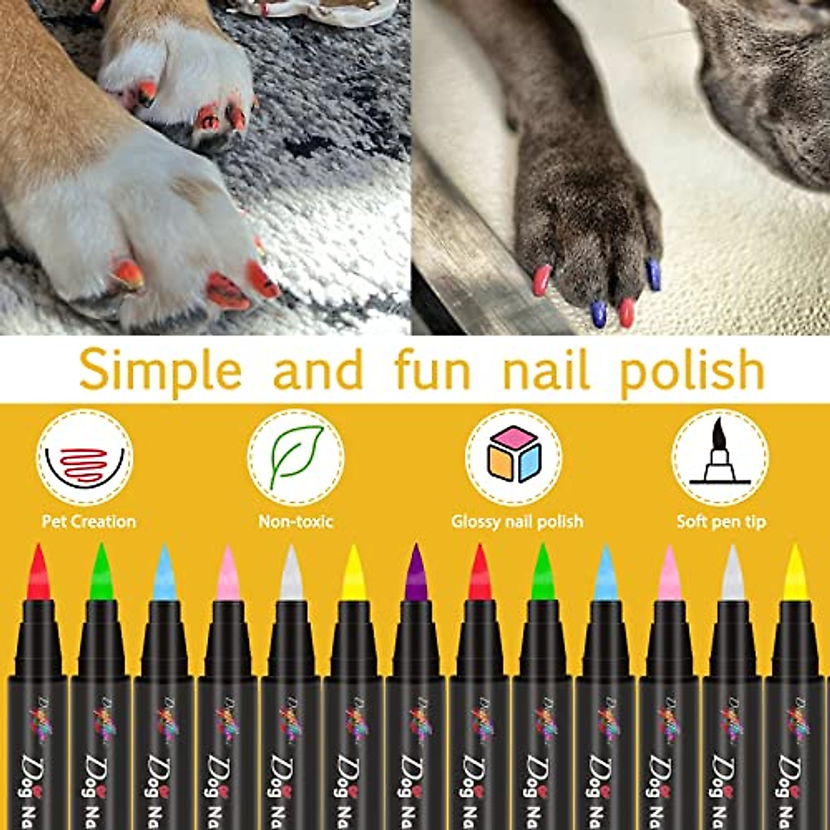DEAPLLEONC Dog Nail Polish Pen - Quick Dry, Non-Toxic | Pink, Red, Purple, Blue | Dog Nail Polish Pen (7 Color)