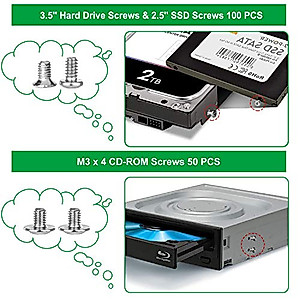 Computer Screws Standoffs Kit, 350PCS Motherboard Screws/SSD Screw - 6-32 Male to M3 Female Standoffs for 2.5‘’ SSD Hard Drive Fan Power Graphics Motherboard Chassis CD-ROM PC Case for DIY & Repair