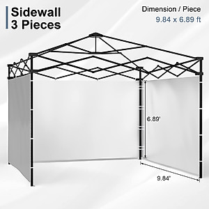 Morngardo Pop Up Canopy Tent Sidewalls with Silver Coating for 10x10 Outdoor Ez Up Vendor Party Tent, Waterproof and UV Protection (Sidewall x3pcs)