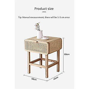 HIGOH Bedside Table Simple and Modern Solid Wood Bedside Table Home Rattan Storage Cabinets (Color : Natural)