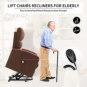 EUREKA ERGONOMIC Power Lift Recliner Chair for Elderly, Small Recliner Chair for Small Spaces, Power Recliner Chair for Living Room, Single Sofa with Infinite Adjust for Back and Footrest, Brown