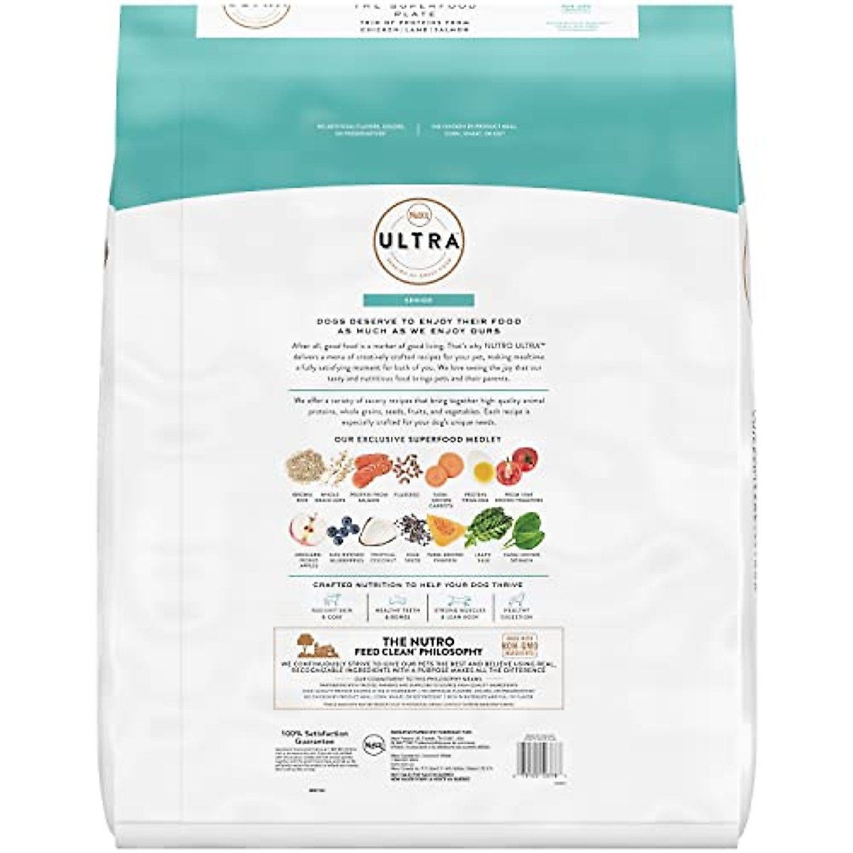 NUTRO ULTRA Senior High Protein Natural Dry Dog Food with a Trio of Proteins from Chicken, Lamb and Salmon, 30 lb. Bag