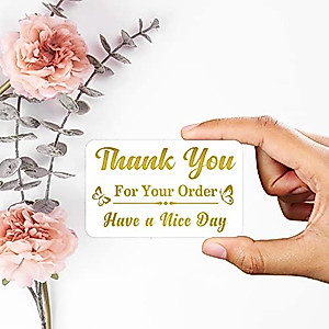 PARTH iMPEX Thank You for Your Order Cards - (Pack of 100) 3.5" x 2" Gold Foil Purchase Inserts Supporting My Small Business Greeting Card Appreciation for Customer Shopping Handmade Goods